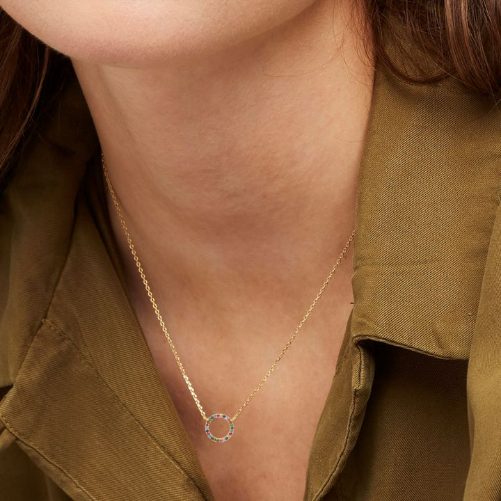 Rainbow CZ Circle Necklace – Joydrop Westhills